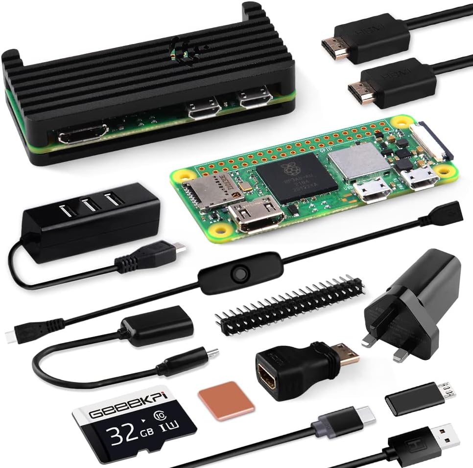 GeeekPi Raspberry Pi Zero 2 W Starter Kit,with RPi Zero 2 W Aluminum ...
