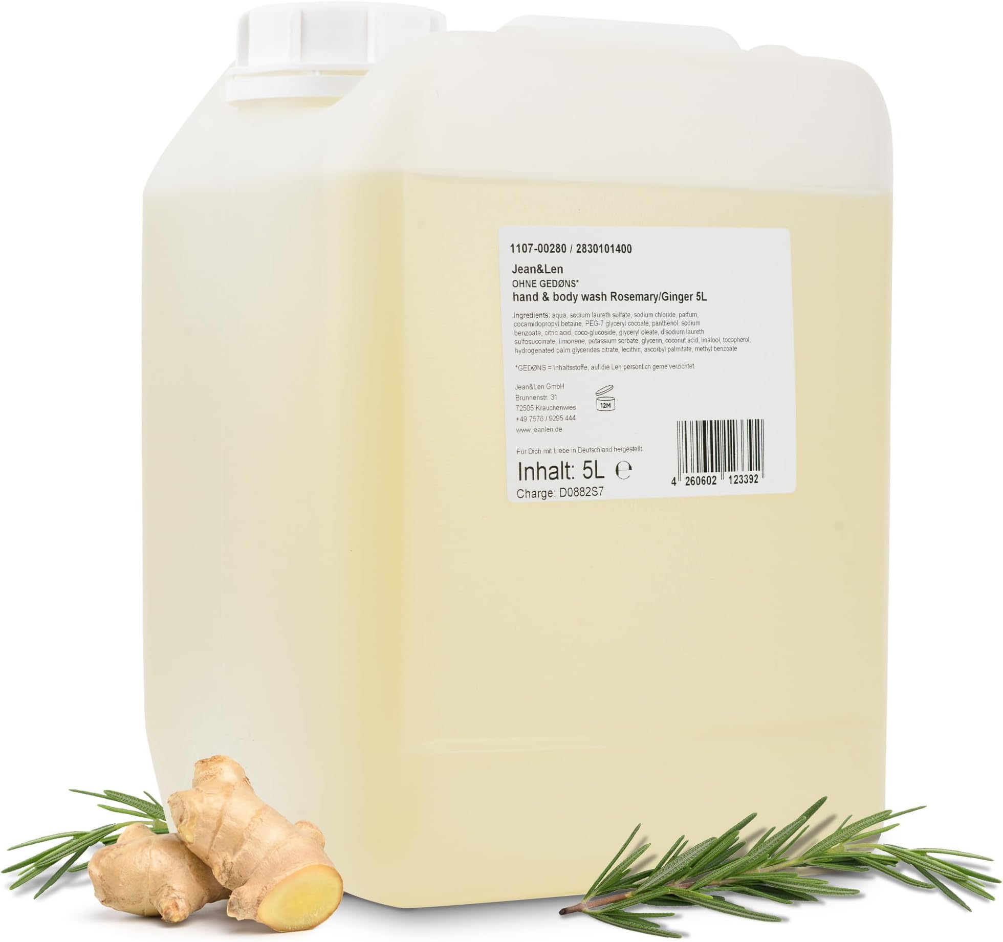 Amazon.com : Jean & Len Hand & Body Wash Rosemary and Ginger in ...