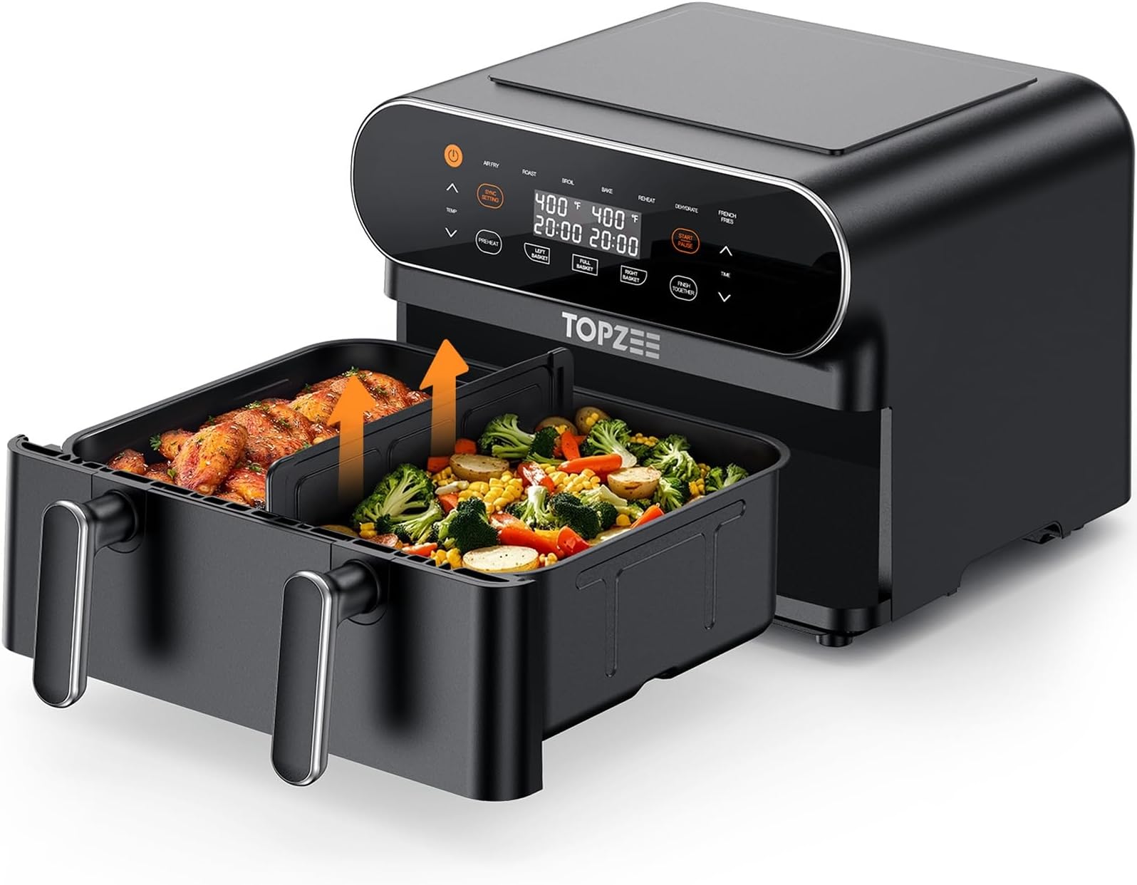 Amazon.com: Midea Dual Basket Air Fryer Oven 11 Quart 8 in 1 Functions ...