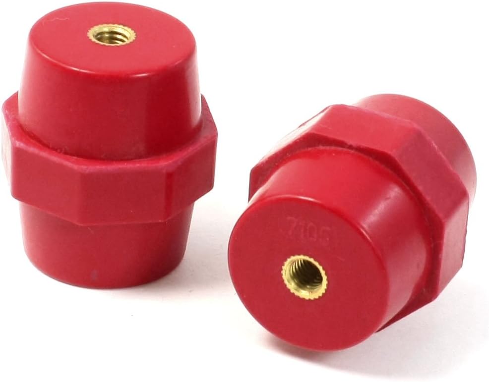 6mm Threaded Red Bus Bar Support Insulation Insulator 38mm Height 2 Pcs ...