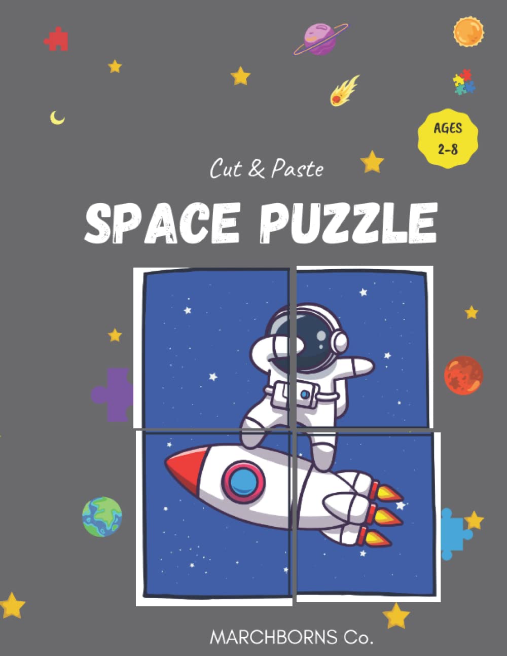 Buy Cut and Paste Space Puzzle set: Laminate Cut and glue activity book ...