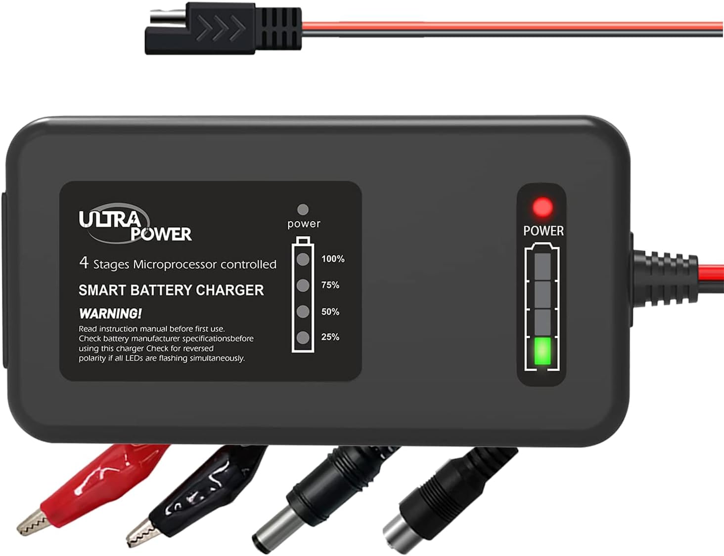 Amazon.com: Battery Charger, 12V 1A Portable Lead Acid Battery Smart ...
