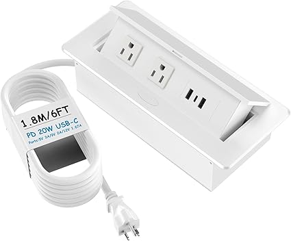 Amazon.com: PD 20W USB C Pop up Outlets Desk Recessed Power Strip with ...