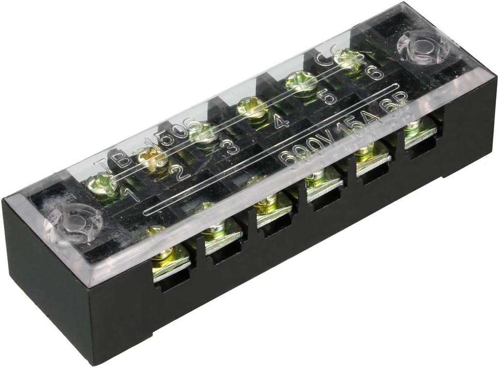 Clear Cover 400V 15A Dual Row 6 Pole Barrier Terminal Strip Connector ...
