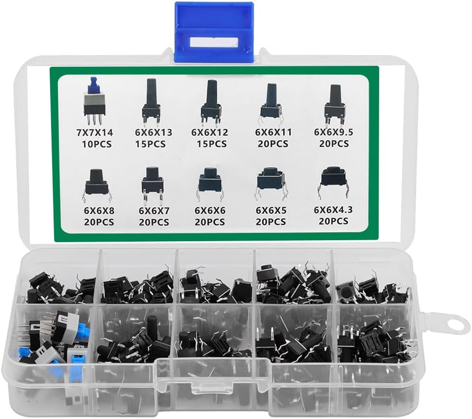 Serplex® 180Pcs Tactile Push Button Switch Tact Switch Kit 10 Types 6 x ...