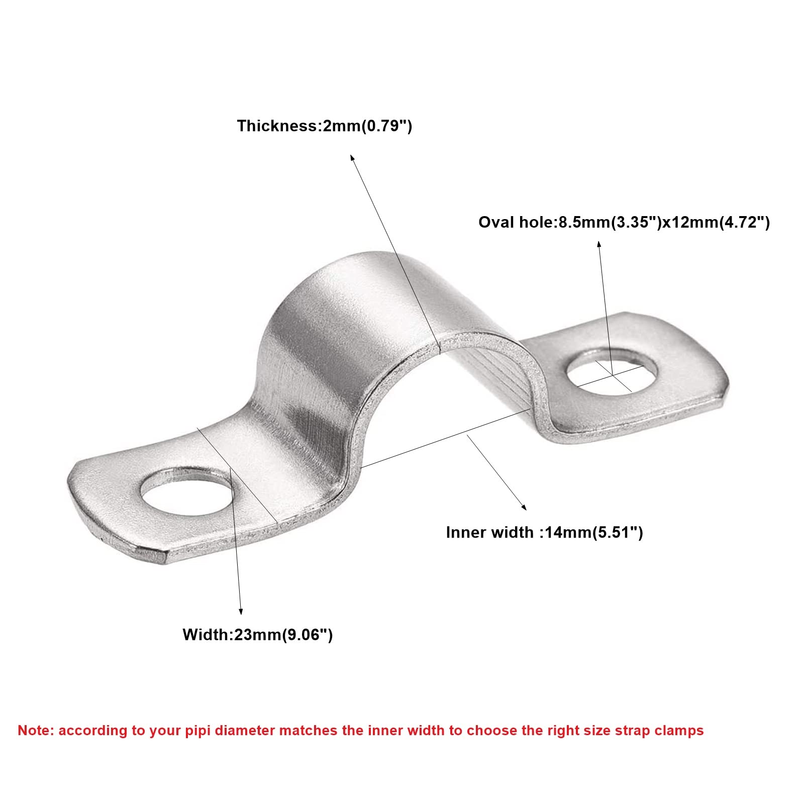 Snapklik.com : AKIHISA 14mm Heavy Duty Pipe Strap,10 Pcs 2 Hole U-Tube ...