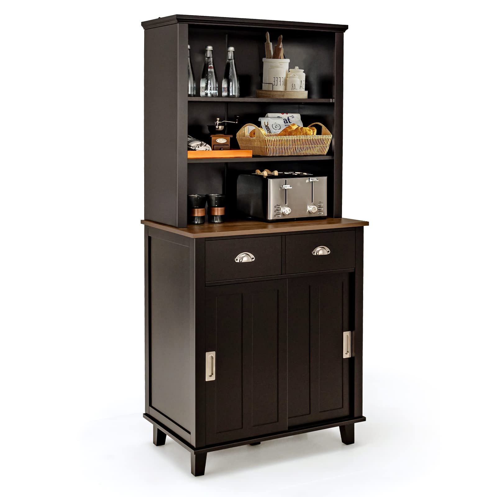 Buy GiantexBuffet Hutch Storage Cabinet, Kitchen Pantry with 2 Drawers ...
