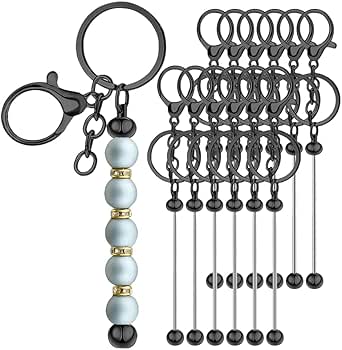Amazon.com: Sugiury 12Pcs Metal Beaded Keychains for Beads Beadable ...