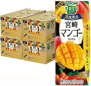 Amazon.co.jp: カゴメ 野菜生活100 濃厚果実 宮崎マンゴーミックス 195ml 紙パック 24本×4ケース (96本) : 食品・飲料・お酒