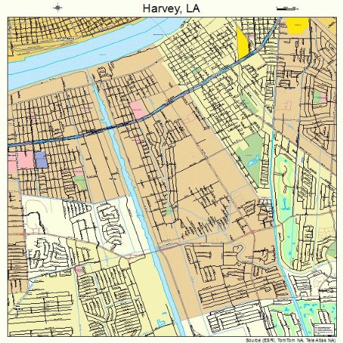 Large Street & Road Map of Harvey, Louisiana LA - Printed poster size ...