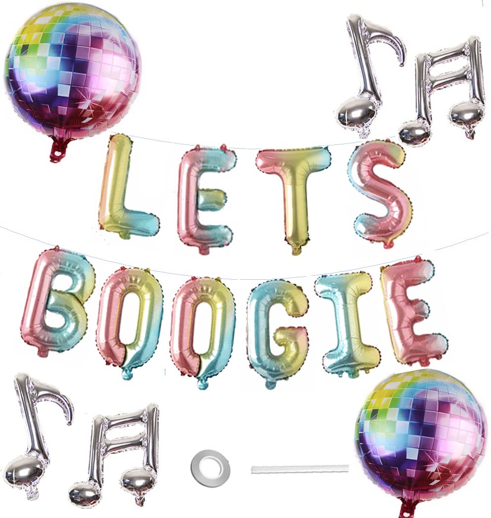 Lets Boogie Balloons Banner Disco Fever Themed Party Decoration 1980 ...