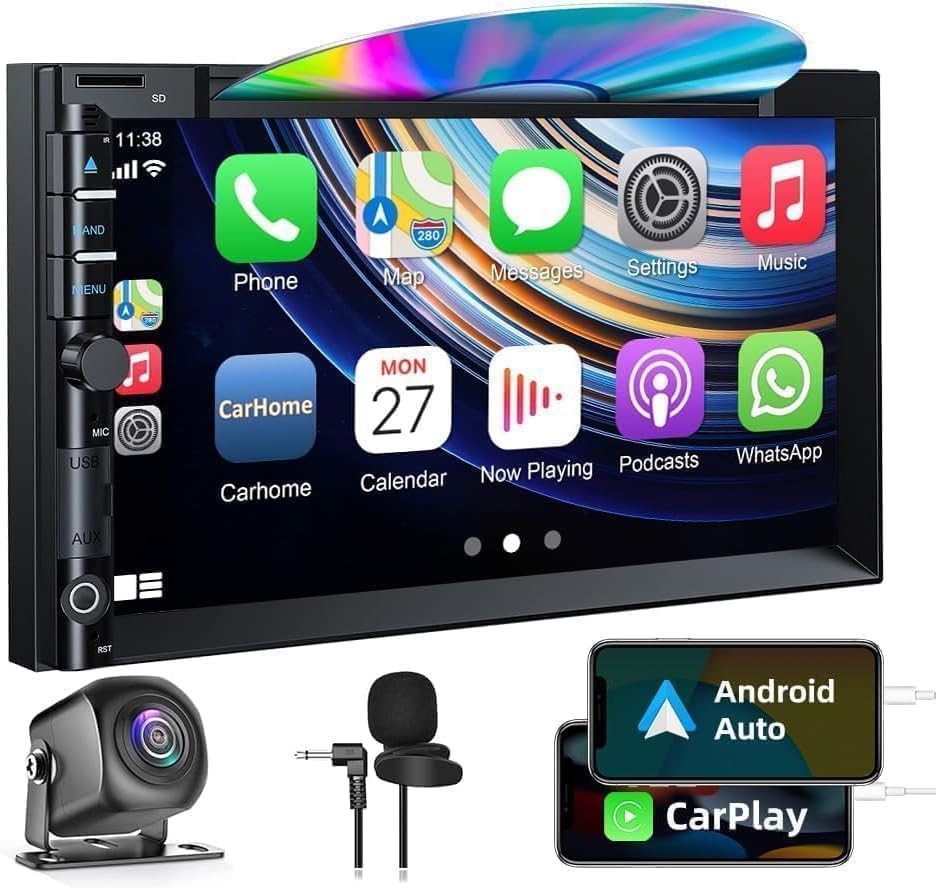 Amazon.com: Double Din Car Stereo with CD DVD, Backup Camera Supports ...