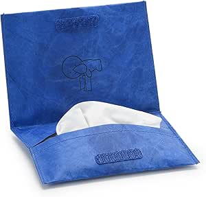 Amazon.co.jp: HANAMIZU Pocket Tissue Case with Lid Blue Tyvek Portable ...