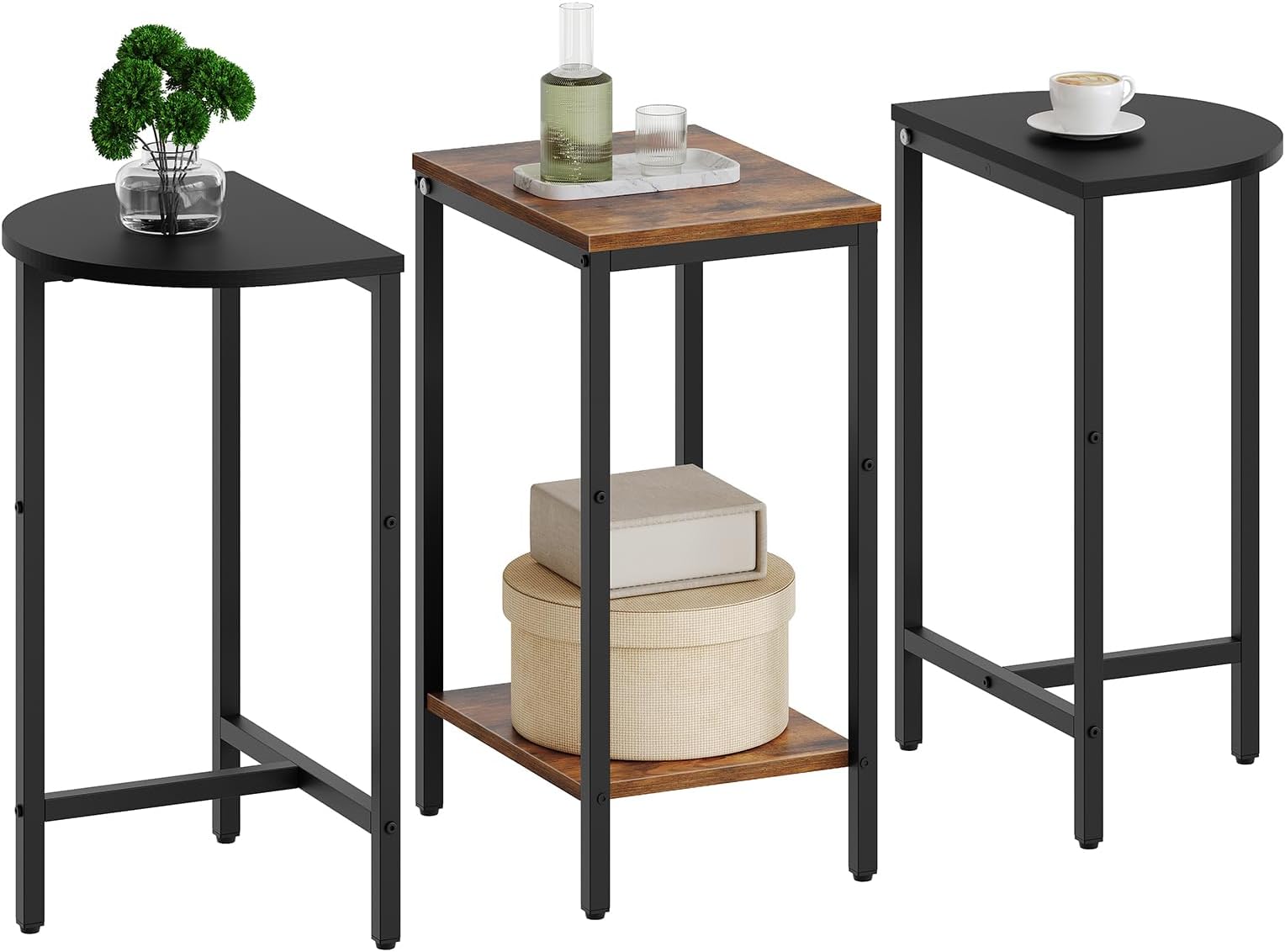 Amazon.com: SUPER DEAL Nesting Side Tables Set of 3 Industrial C Shaped ...