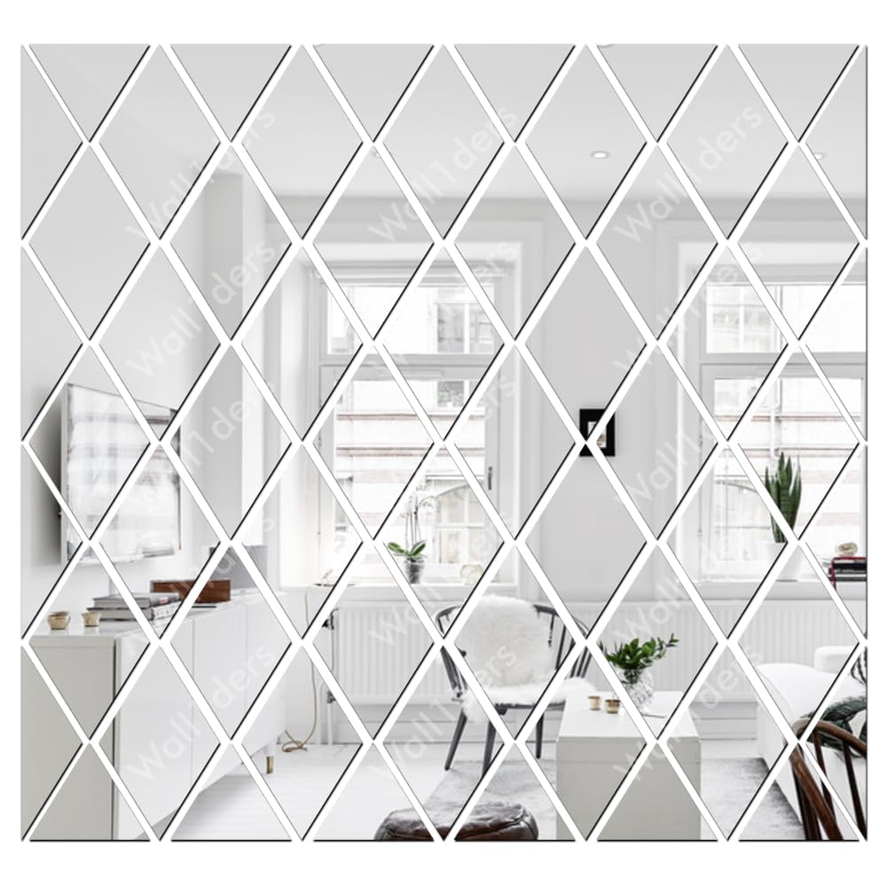 Wall1ders Rhombus Pattern 58 Pcs DIY Mirror Stickers for Wall, Acrylic ...