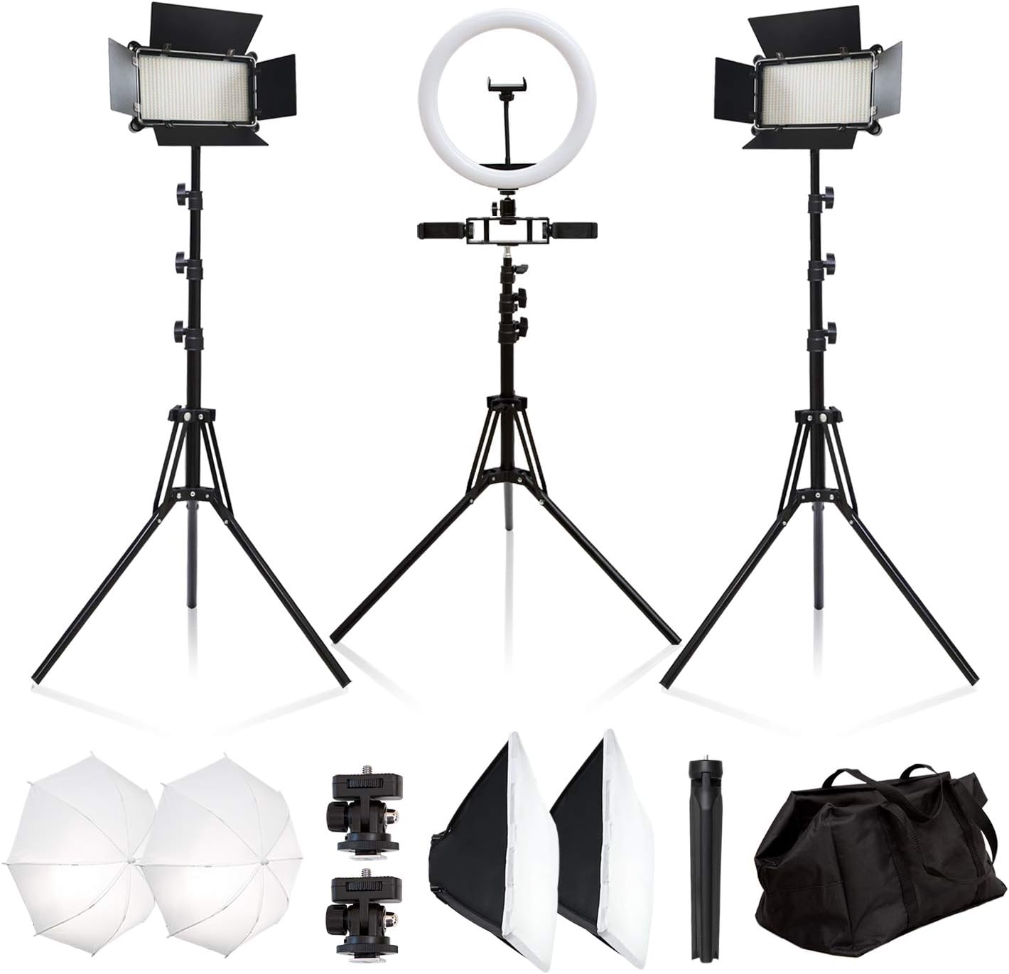 Amazon.com : 2 Packs LED Video Light Photography Lighting Kit Softbox ...