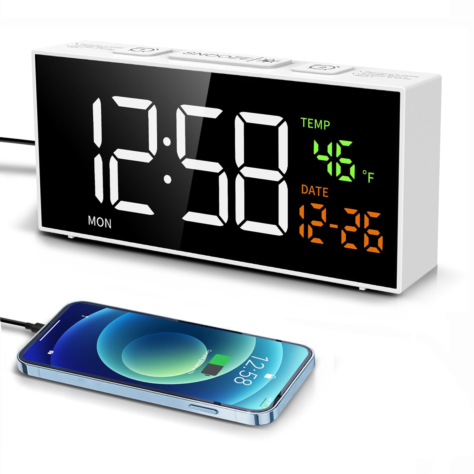 Amazon.com: Netzu Alarm Clocks for Bedrooms, Digital Alarm Clock with ...