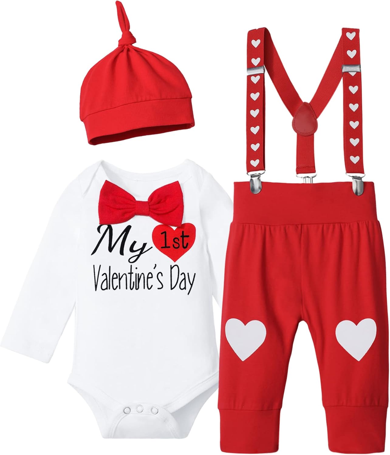 Amazon.com: Dearnow Baby Boy Valentines Day Outfit My First Valentines Day Long Sleeve Romper ...