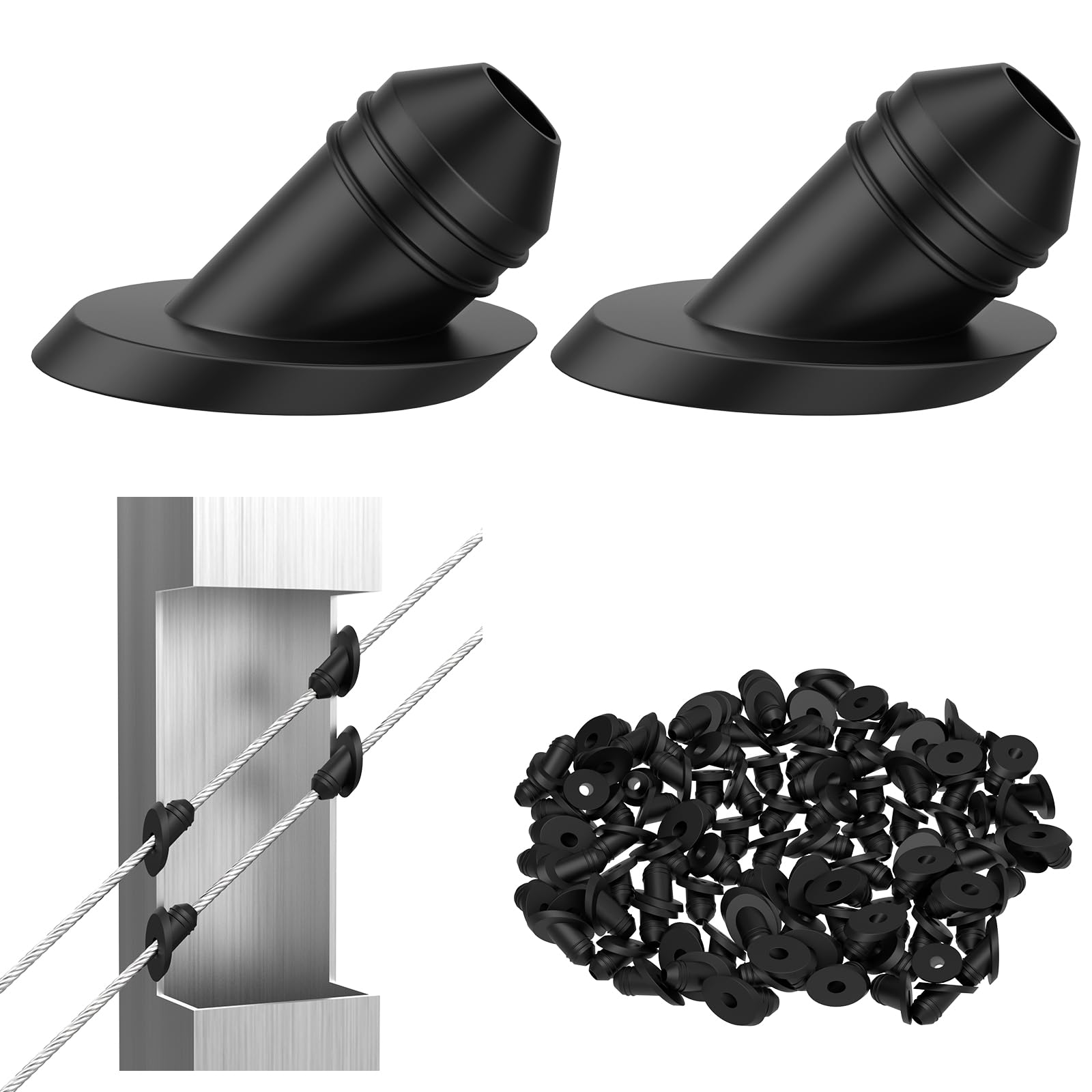 Snapklik.com : CKE 100 Pack 45 Degree Cable Railing Rubber Grommets For ...