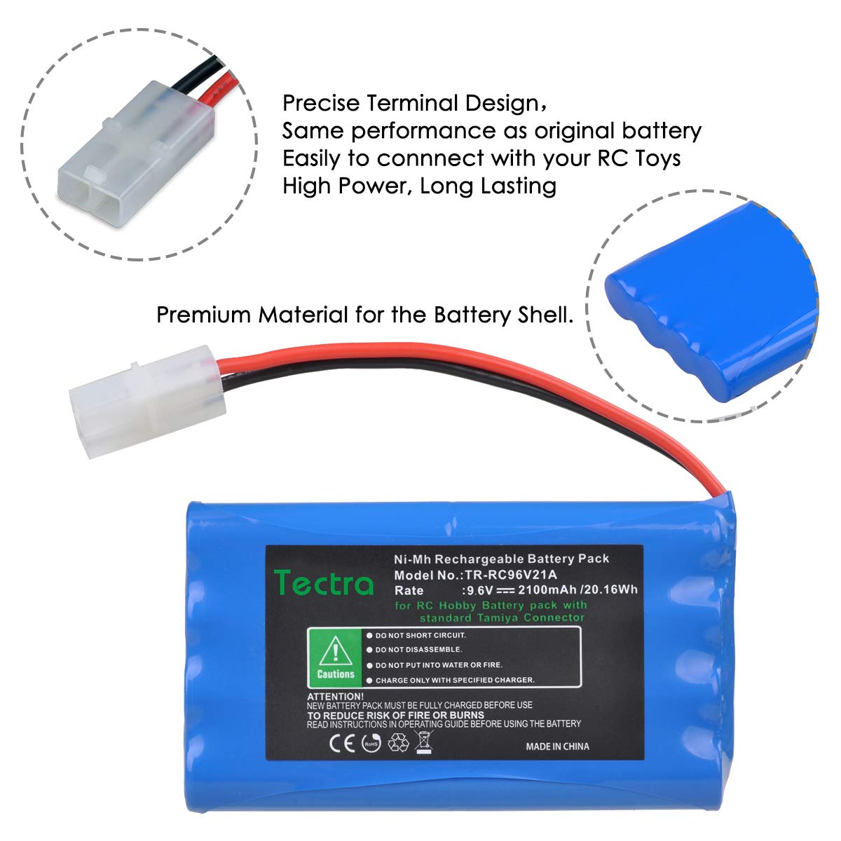 Snapklik.com : Tectra 9.6V RC Battery, 2100mAh NiMH Rechargeable ...