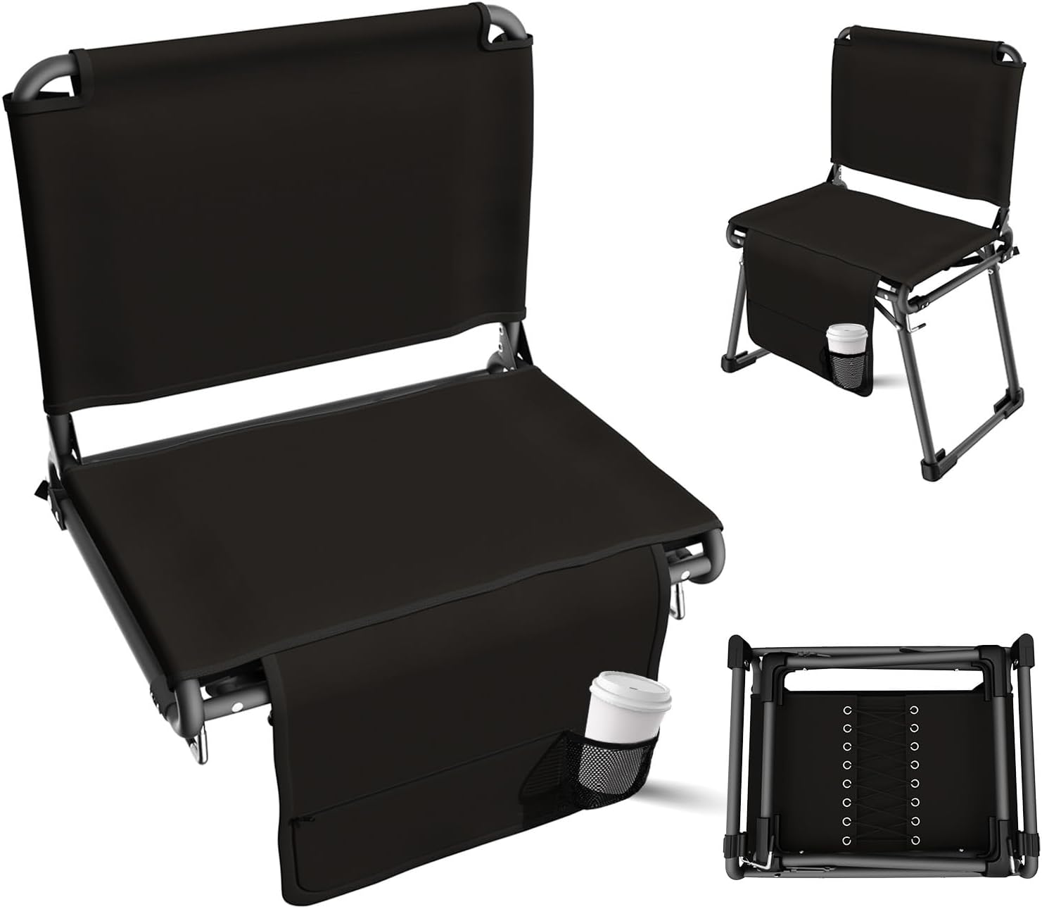 Amazon.com: 2-in-1 Portable Stadium Chair with Back Support, Bleacher ...