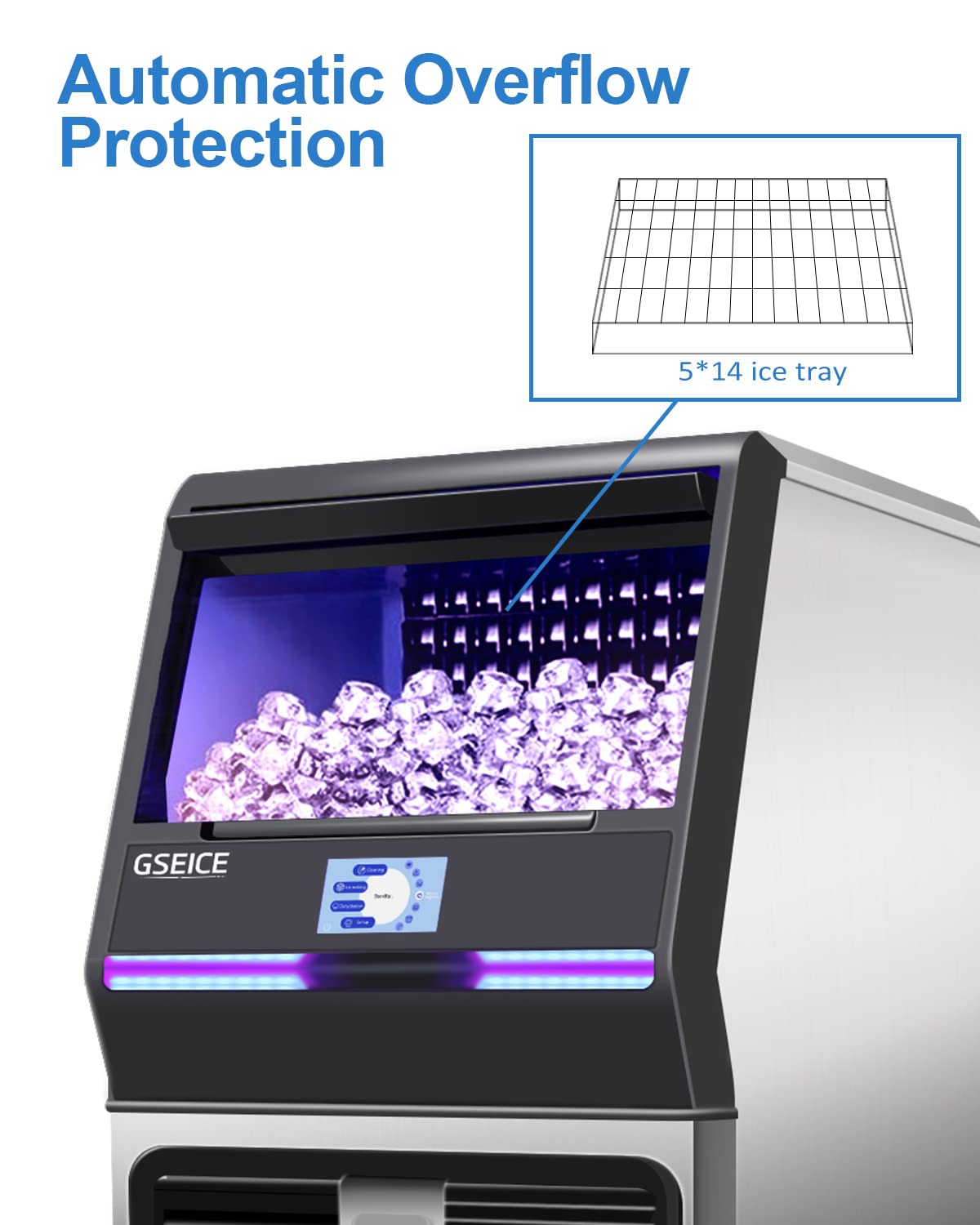 GSEICE Commercial Ice Maker Machine 200LBS/24H, Advanced 4.3 inch Touch ...