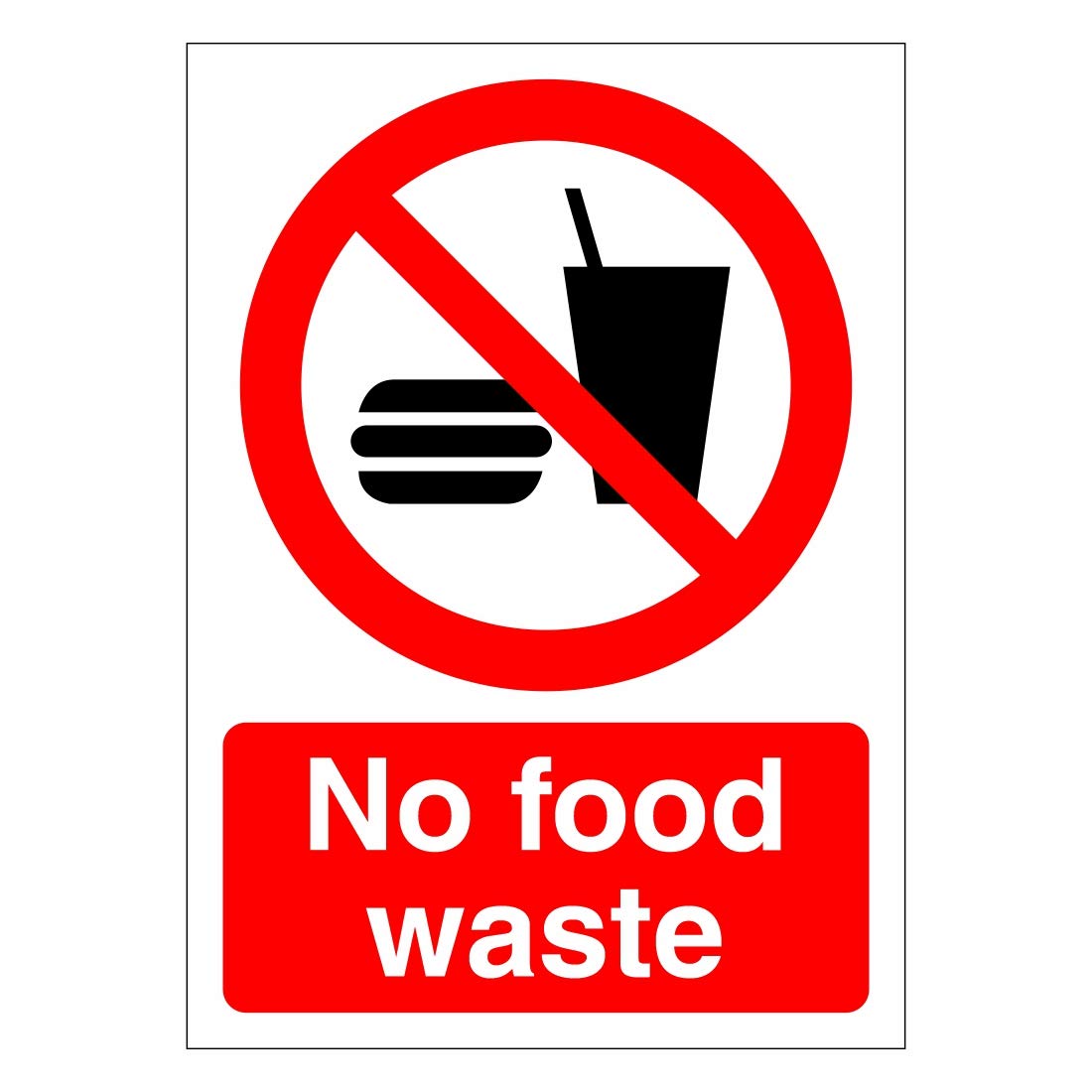 No food waste prohibition safety sign - Self adhesive vinyl sticker ...
