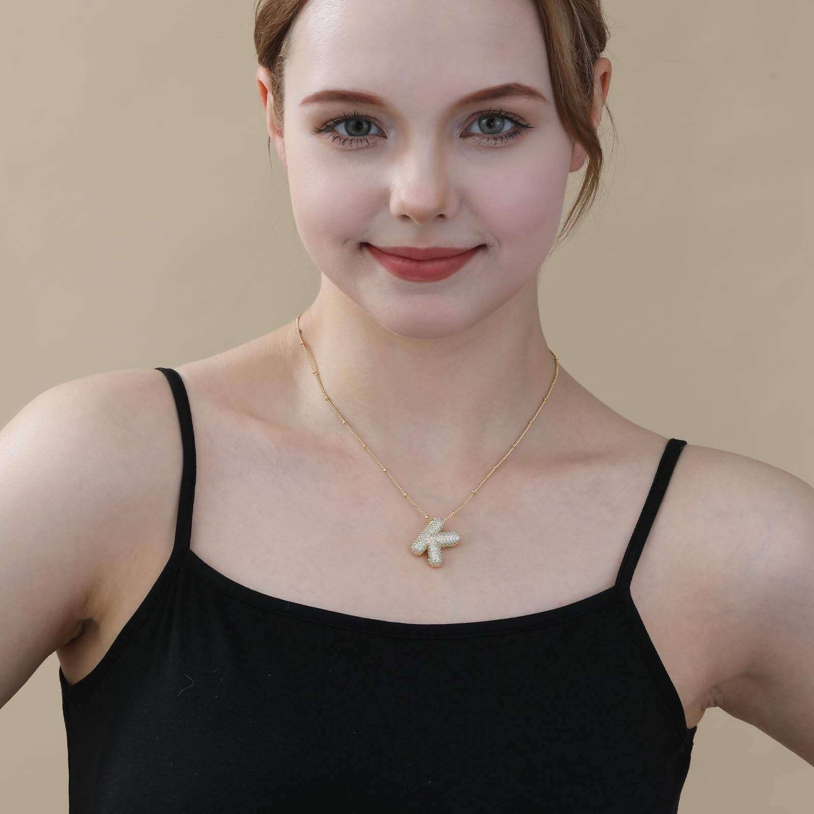 Snapklik.com : Bubble Necklace Letter Gold, Balloon Initial X Necklaces ...