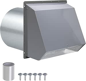 6 Inch Hooded Wall Vent with Screen and Damper,6 Inch Exhaust Vent ...