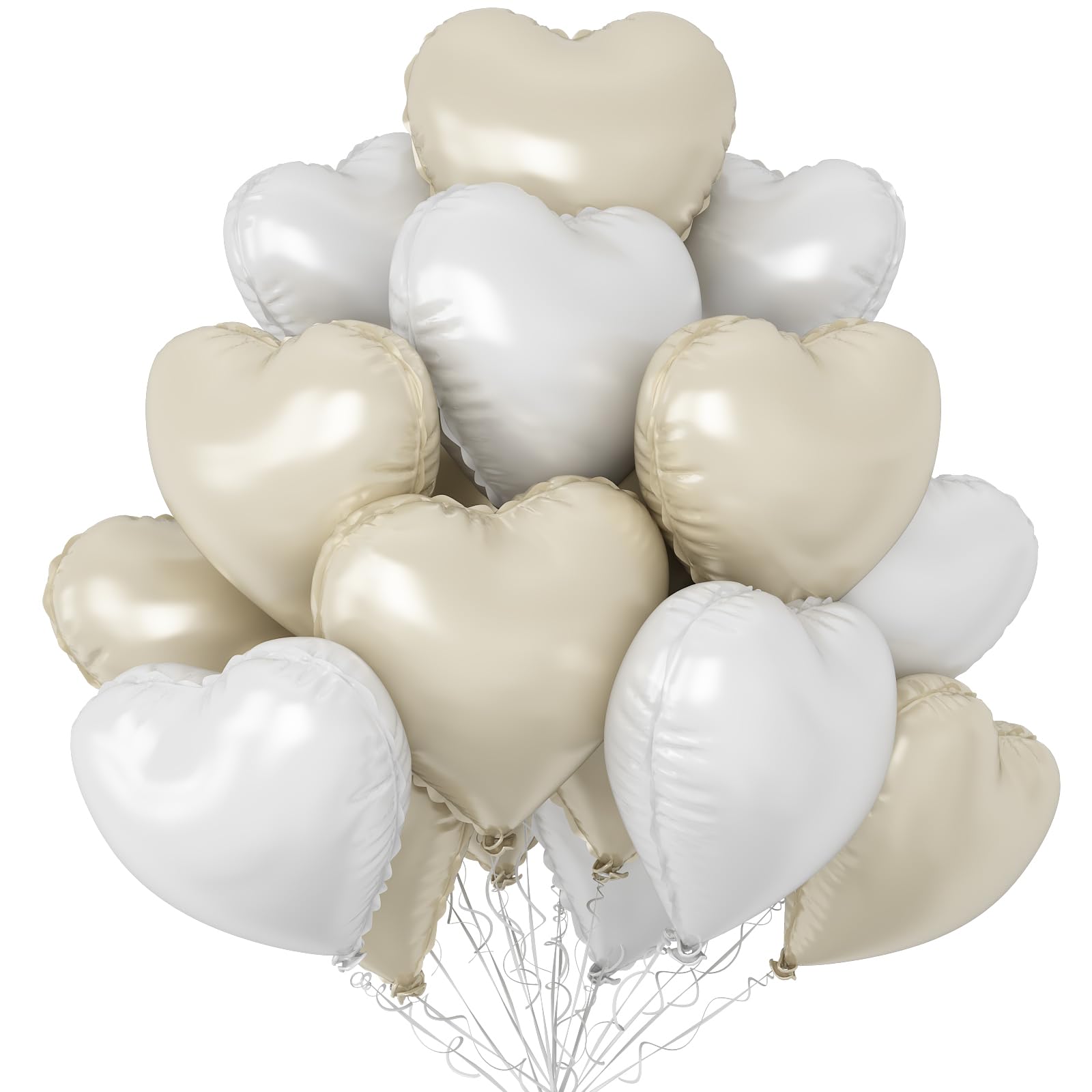 Amazon.com: Cream White Heart Balloons,12Pcs 18 Inch Beige Helium Foil ...