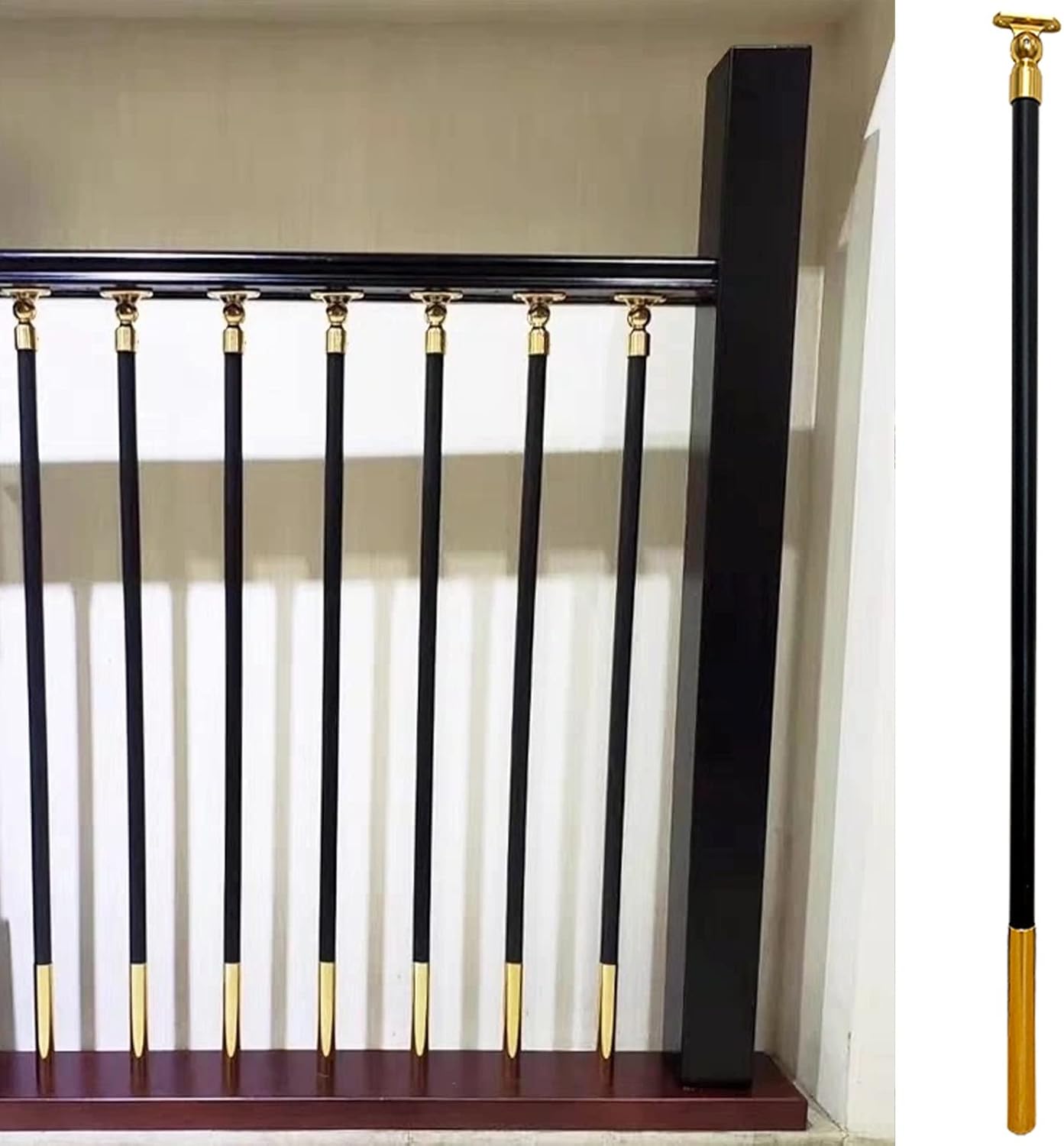 LZMZMQ Black Round Balusters, for Deck Interior Exterior Entryway Metal ...