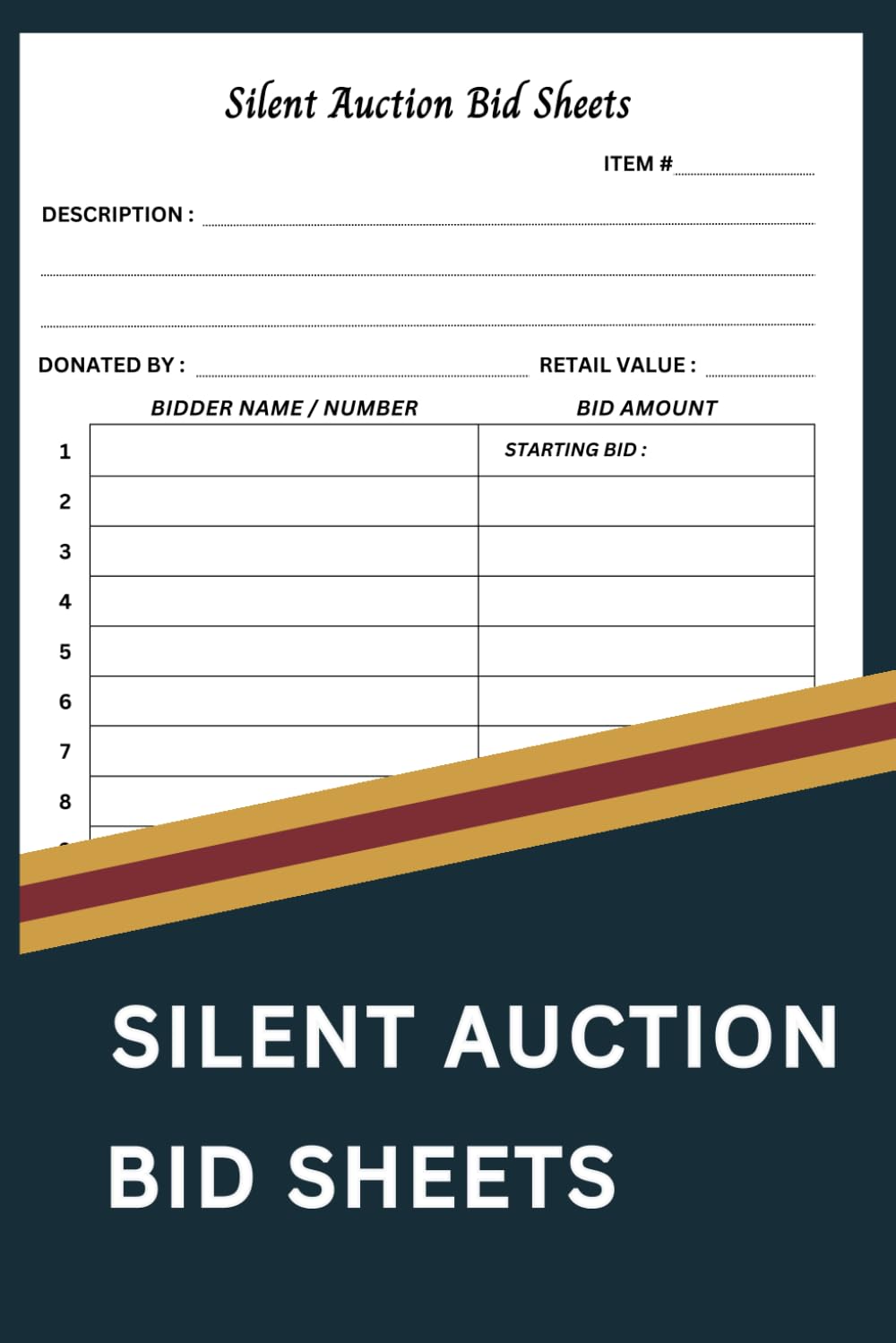 silent auction sheets: Small Size Silent Auction log book 6 x 9 Inch ...