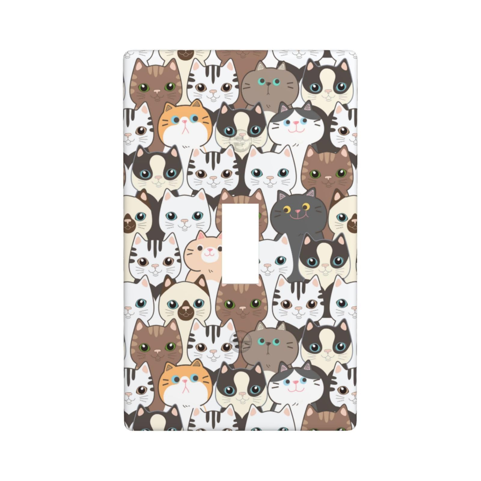 Cute Cat Kawaii Cartoon Light Switch Cover Plates Single Toggle Wall ...