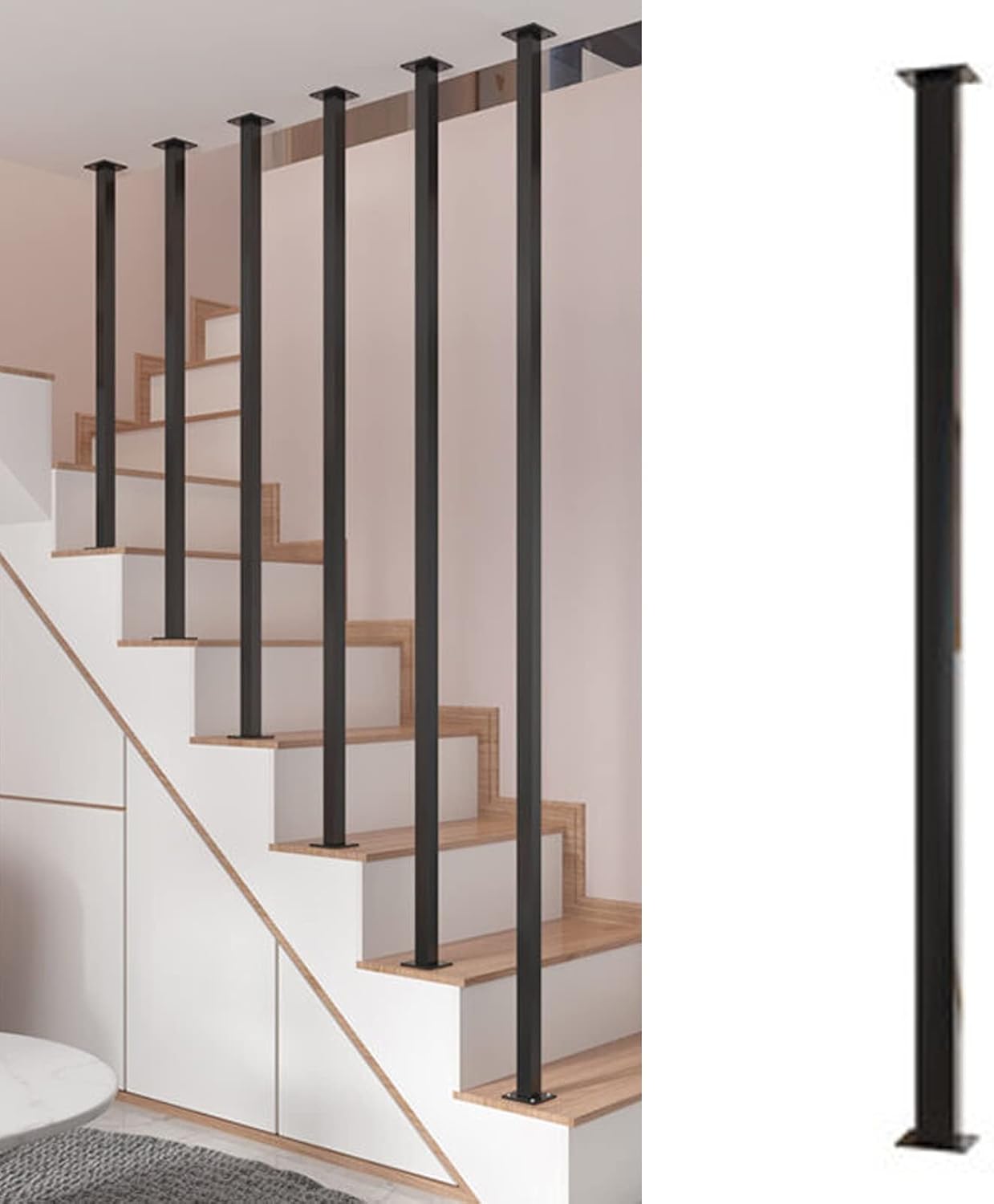 Amazon.com: Ceiling Mounted Metal Stair Railing Indoor Baluster, Square ...