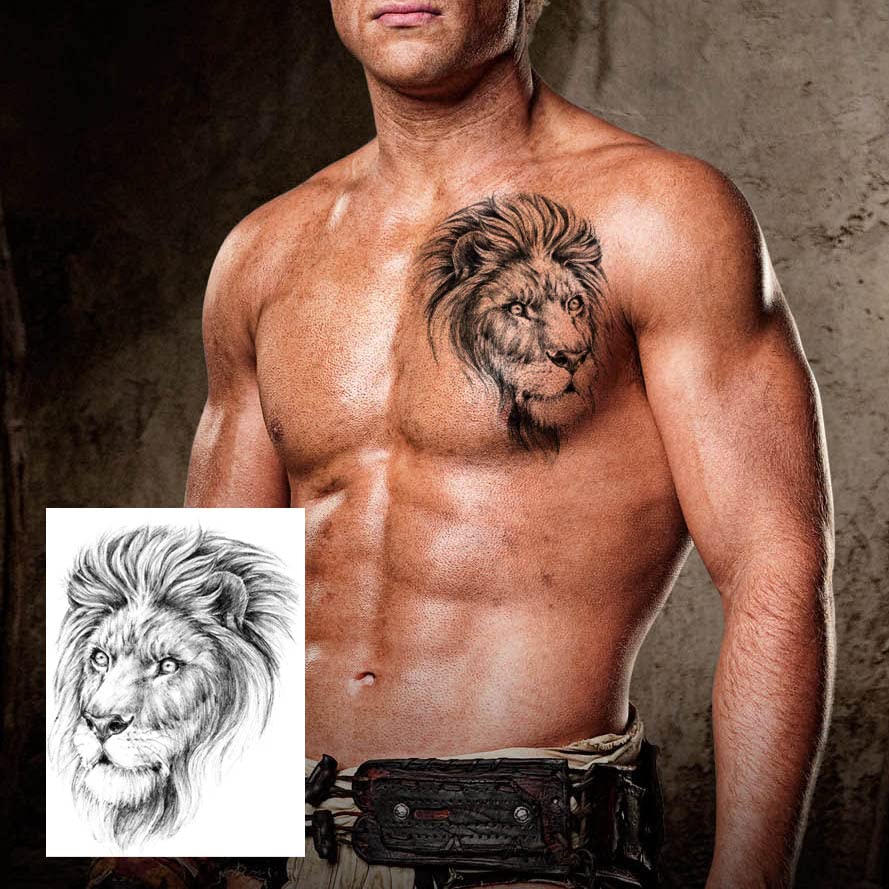 Lion Chest Tattoo For Men