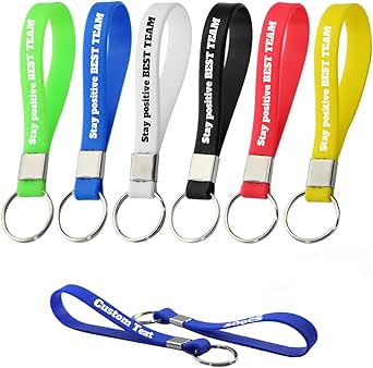 QTQUZA 100 Custom Keychains Silicone Personalized Keychain with Text ...