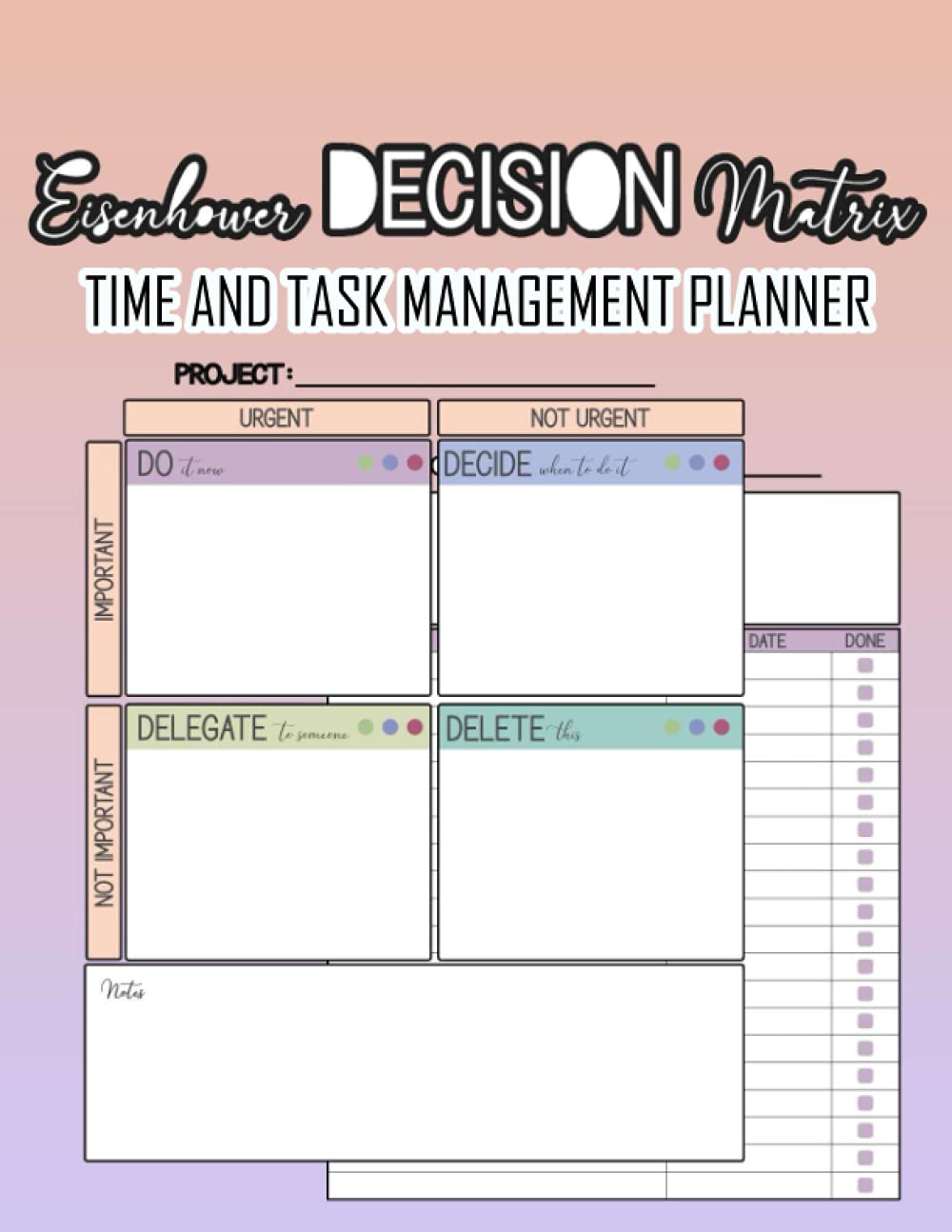 THE EISENHOWER MATRIX: Time and Task Management Planner: Urgent ...