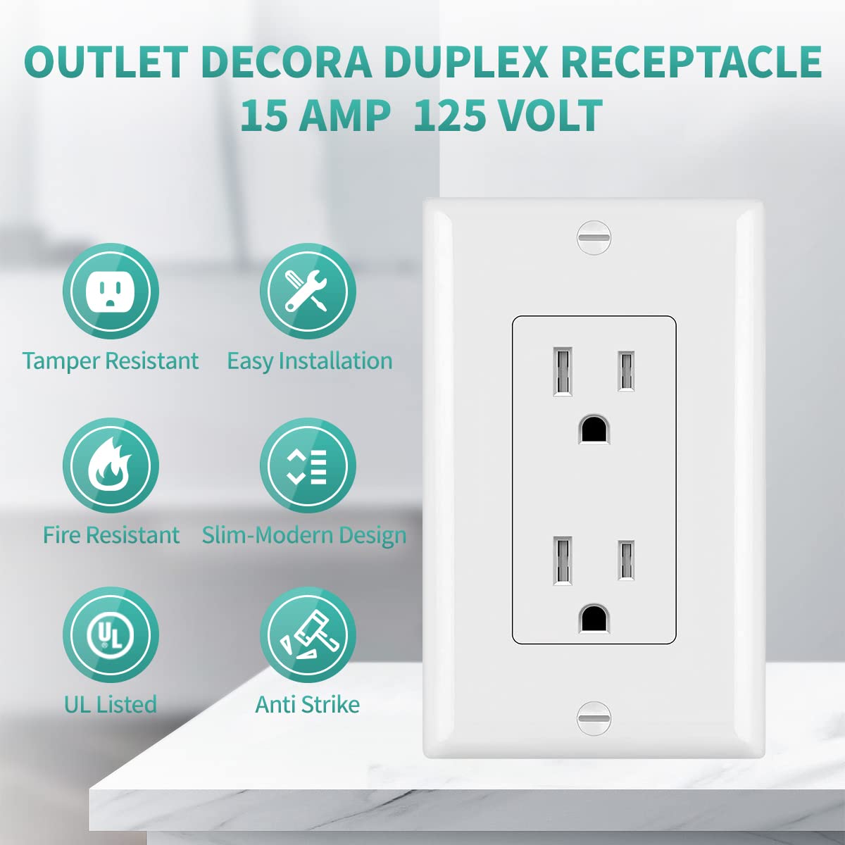 Snapklik.com : Tamper Resistant Outlet, Wall Outlet Decora Outlet 15 ...