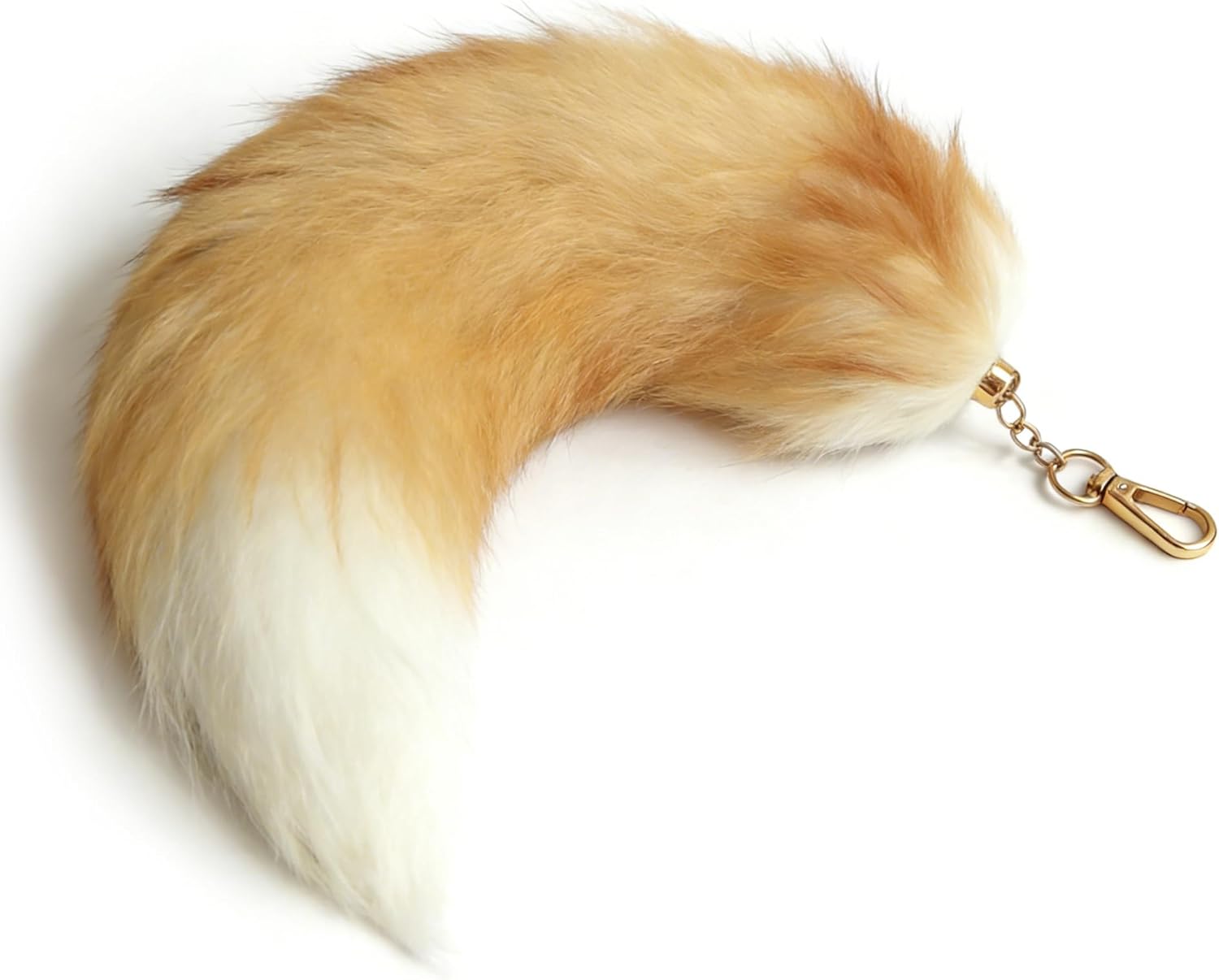 Amazon.com: WtgwtQ Gold Fox Tail Fur Keychain Therian Cosplay Soft ...
