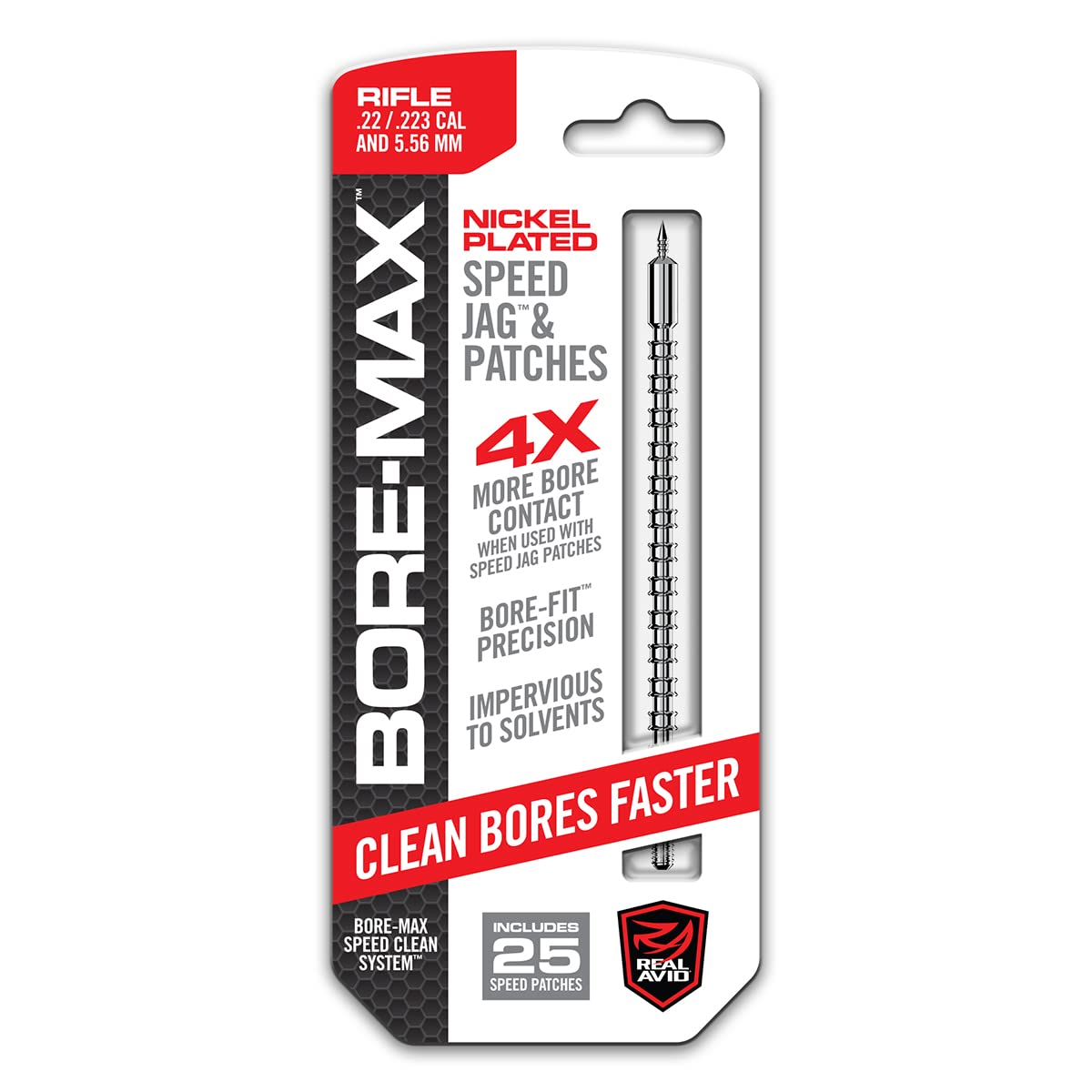 Real Avid Bore-Max Speed Jag and Patches, Bore Cleaning Jag Gun Patch ...