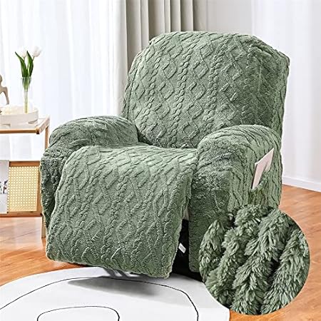 FANSU Recliner Chair Covers for Electric Chair 1 Seater with Pockets ...