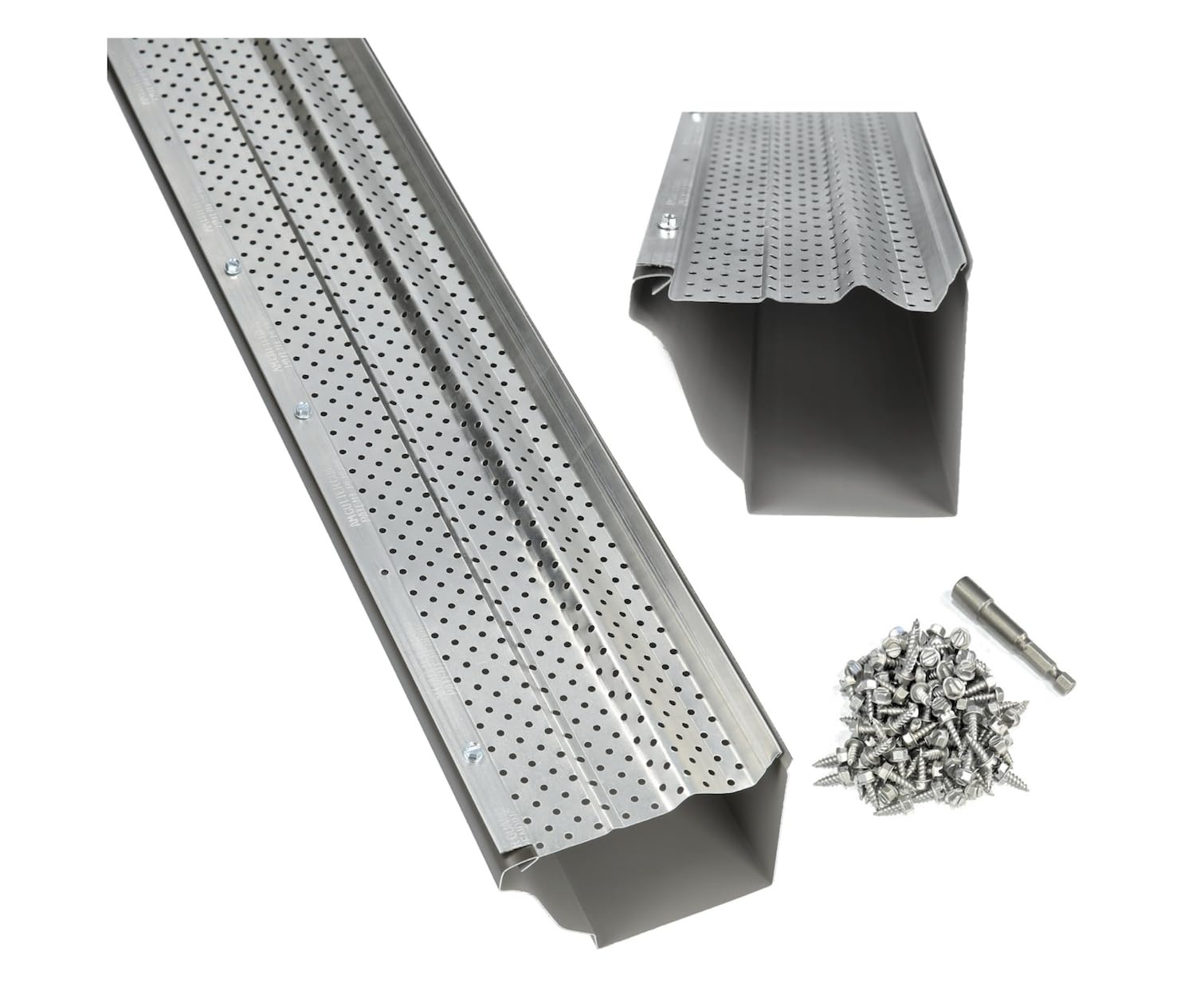 A-M Gutter Guard - Aluminum 5" (100 Feet, Mill Finish) with 100-1/2" #8 ...