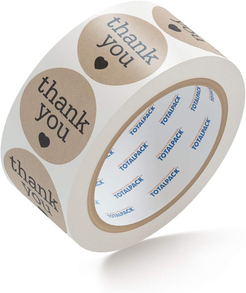 Amazon.com: Premium Thank You Sticker Roll by TotalPack - 1000 Round 1 ...