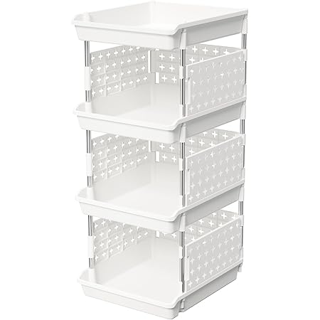 Amazon.com - Lifewit Plastic Stackable Storage Baskets, 4 Tier Stacking ...