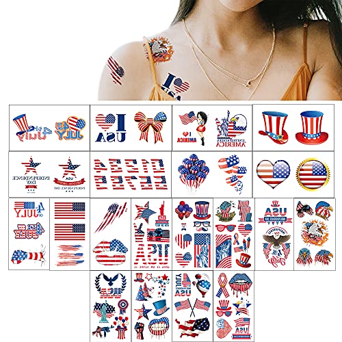 Aipinvip Independence Day Temporary Tattoo Stickers Fake Tattoos USA ...