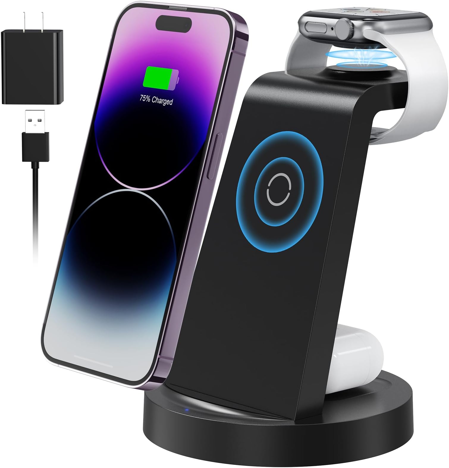 Amazon.com: Wireless Charger iPhone Charging Station: 3 in 1 Charger ...