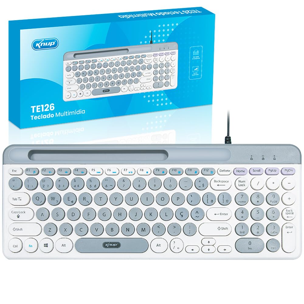 Teclado com Fio para Computador Teclas Redondas ABNT II KNUP - KP-TE126 ...