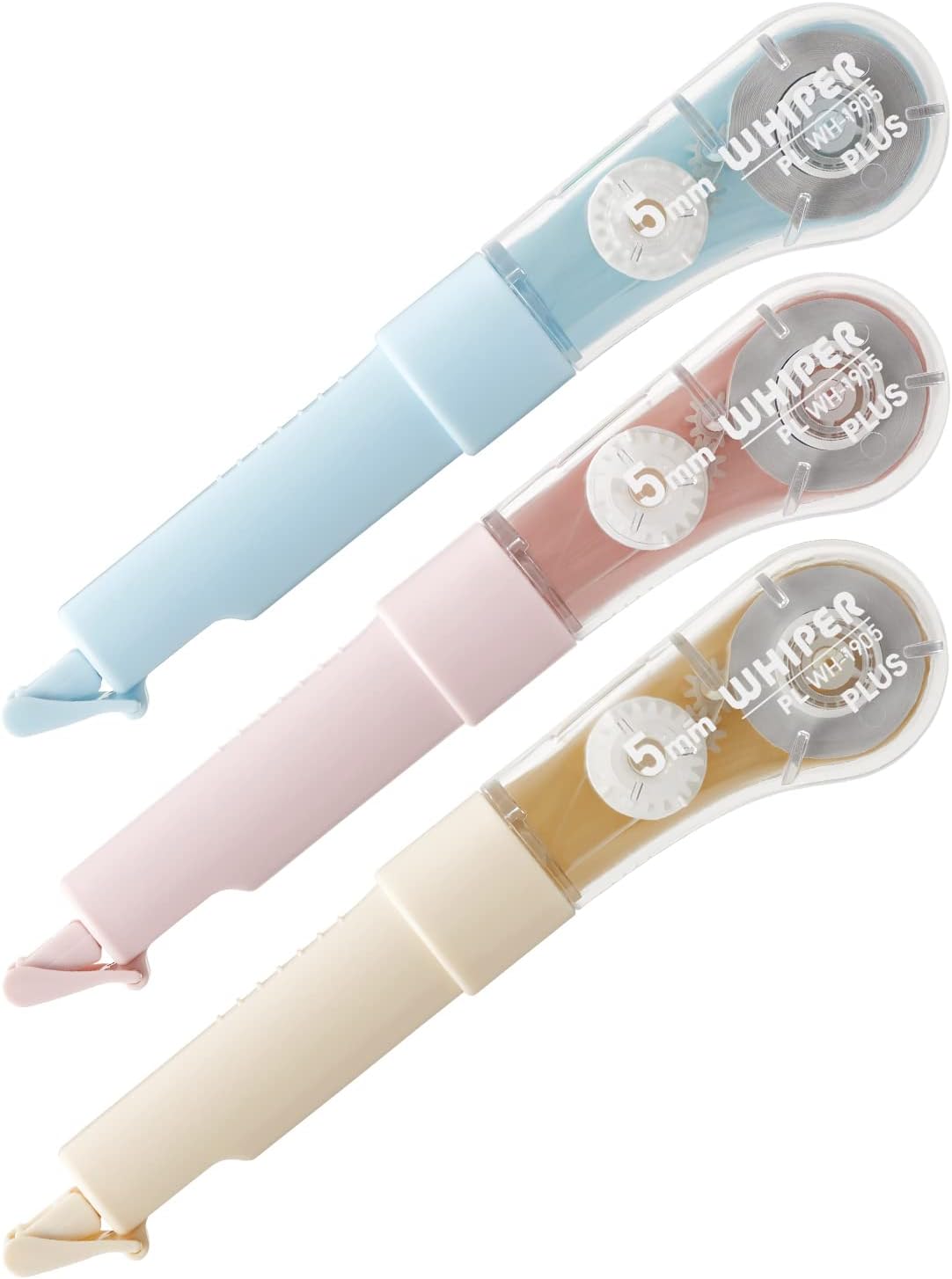 Amazon | プラス 修正テープ ホワイパー PL 5mm 3色 各1個セット ブルー ピンク アイボリー WH-1905 52-133 ...