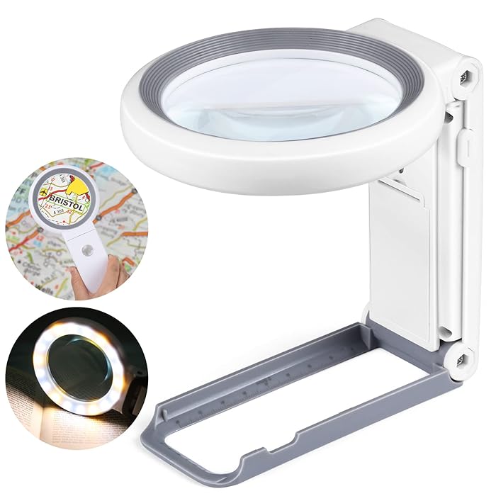 Buy 30X 10X Magnifying Glass with Light and Stand, Foldable Handheld ...