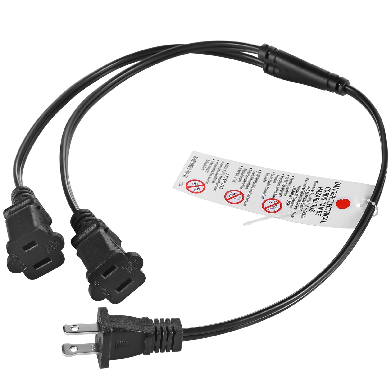 Amazon.com: VSEER NEMA 1-15P to Dual 1-15R Y Splitter Cord, 2 Prong ...